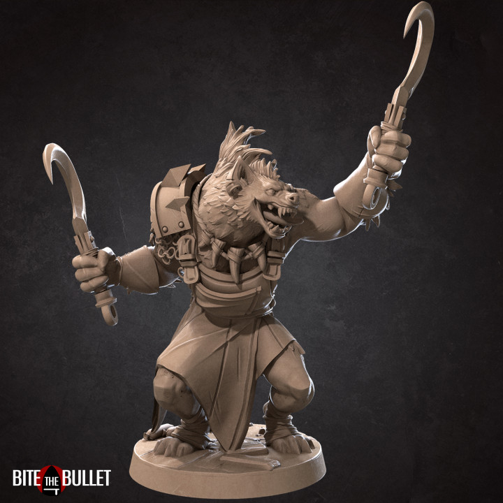 3D Printable Ukor Meathook, the Butcher Gnoll by Bite the Bullet
