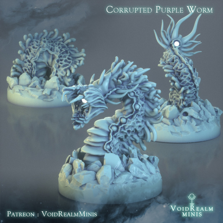 3D Printable Corrupted Purple Worm by VoidRealm Minis
