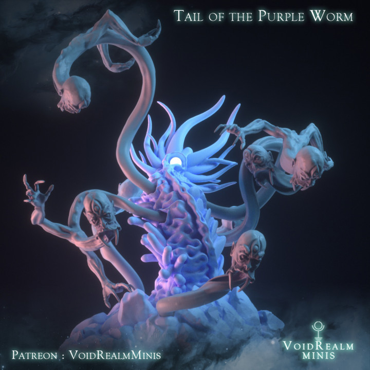 3D Printable Corrupted Purple Worm by VoidRealm Minis