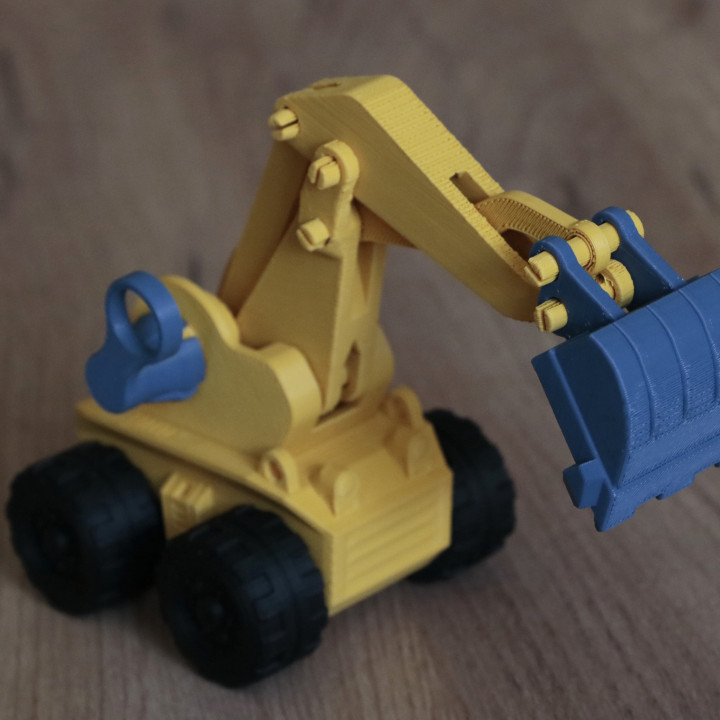 3D Printable Excavator automata 多連桿挖土機 by Amao Chan