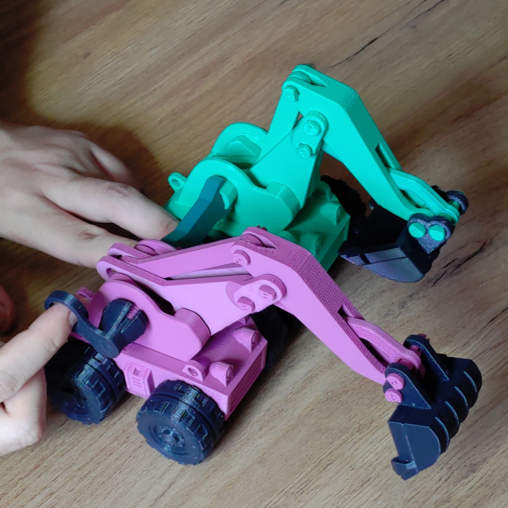 3D Printable Excavator automata 多連桿挖土機 by Amao Chan