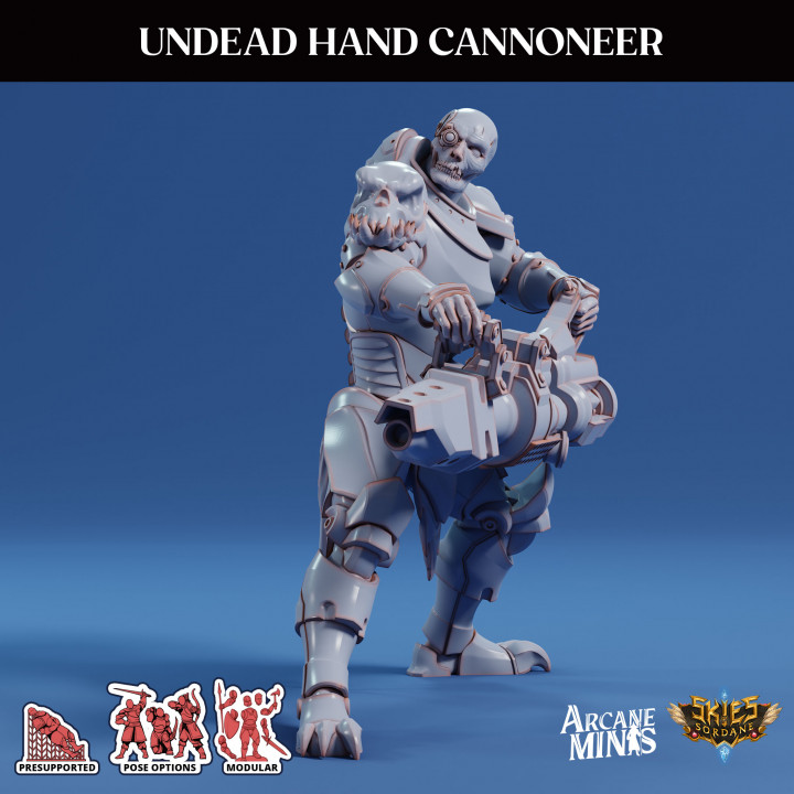 3D Printable Undead Hand Cannoneer by Sordane Publishing