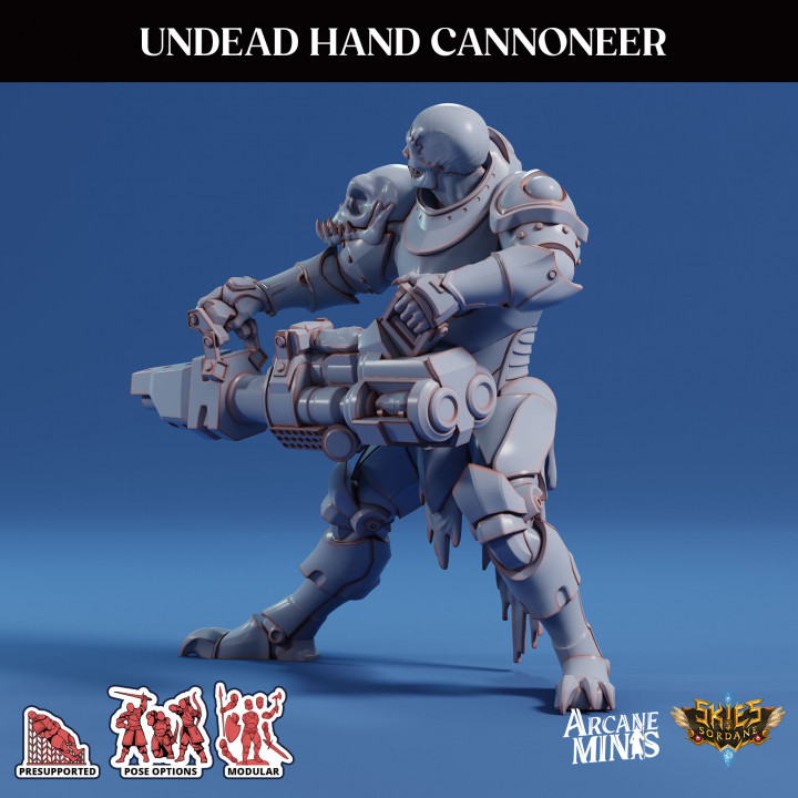 3D Printable Undead Hand Cannoneer by Sordane Publishing
