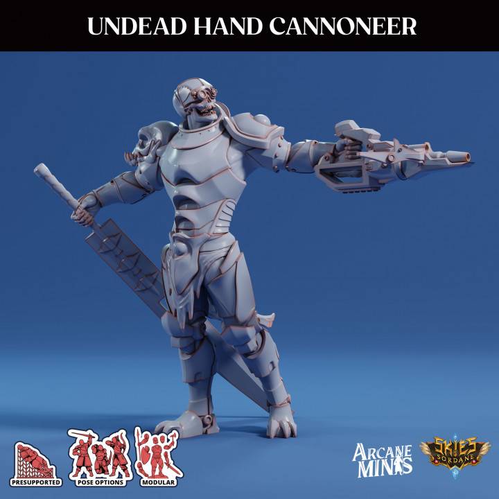 3D Printable Undead Hand Cannoneer by Sordane Publishing