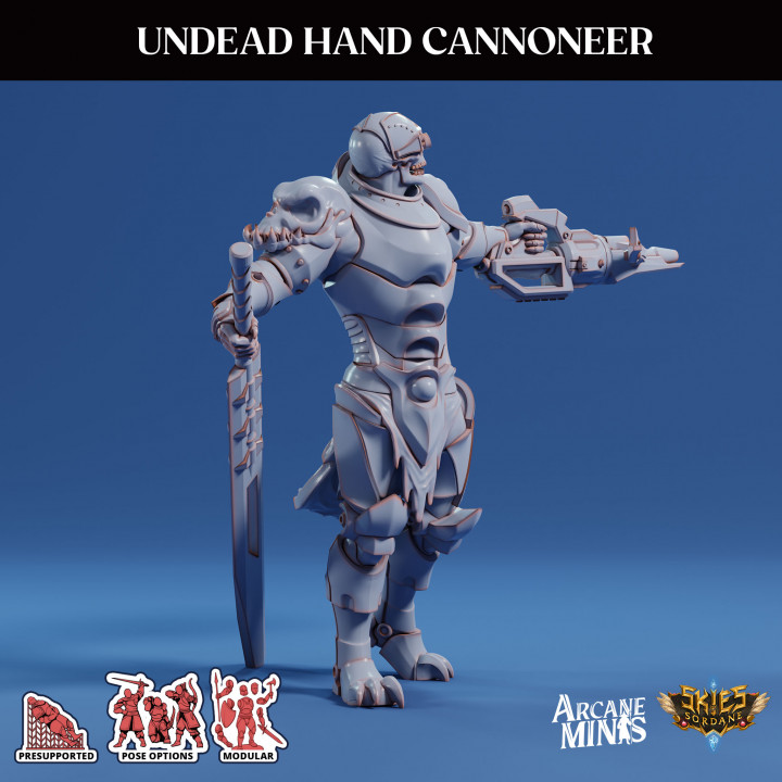3D Printable Undead Hand Cannoneer by Sordane Publishing