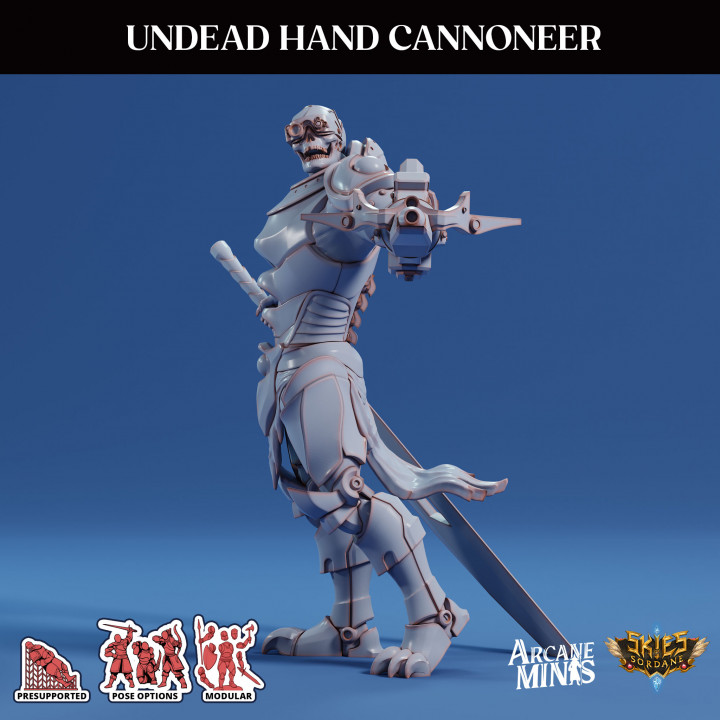 3D Printable Undead Hand Cannoneer by Sordane Publishing
