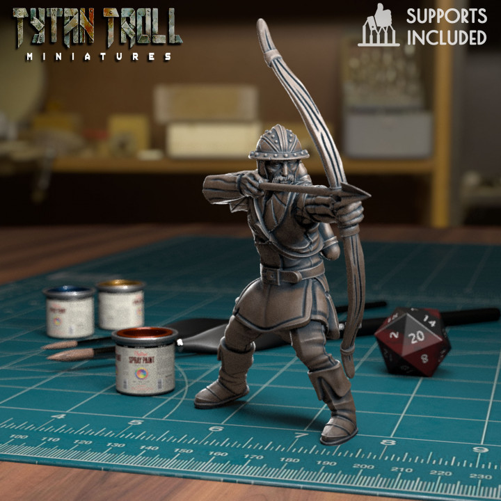 3D Printable City Guard Bow Draw [Pre-Supported] by TytanTroll Miniatures