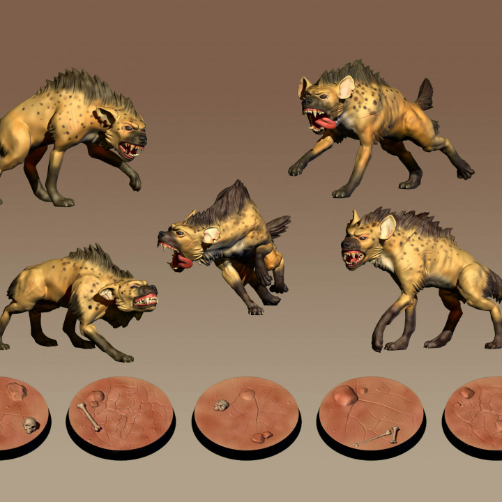 3D Printable Hyena pack + Matriarch [pre-supported] by Byzantur Minis