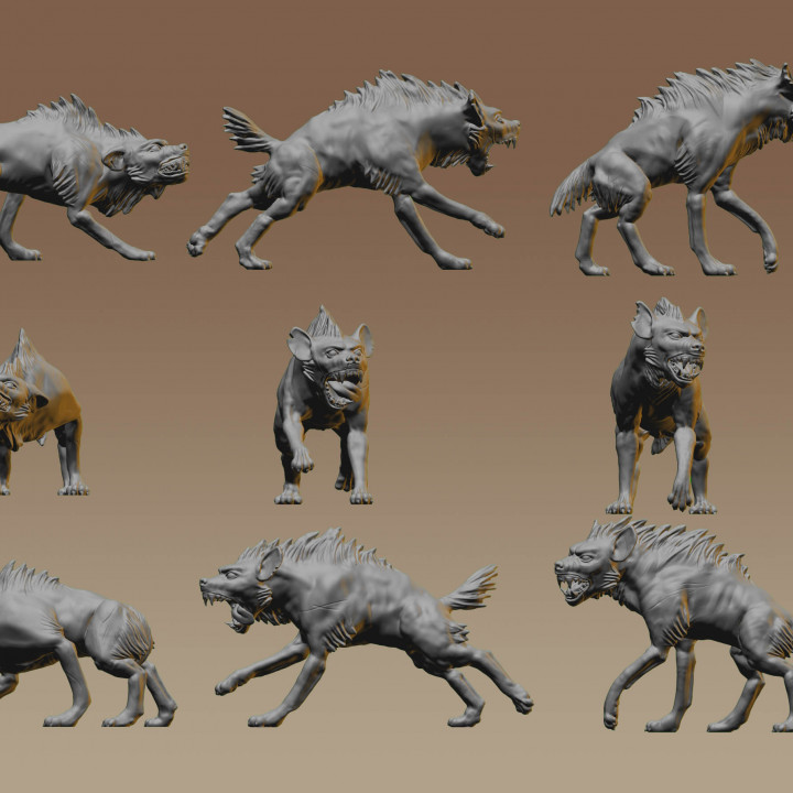 3D Printable Hyena pack + Matriarch [pre-supported] by Byzantur Minis