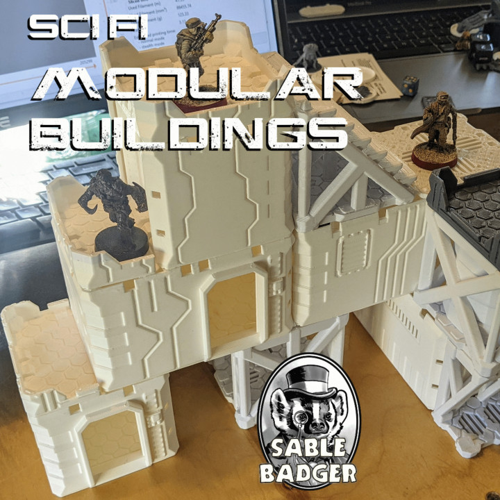 3D Printable Sci Fi - Modular Buildings set 2 by brander roullett