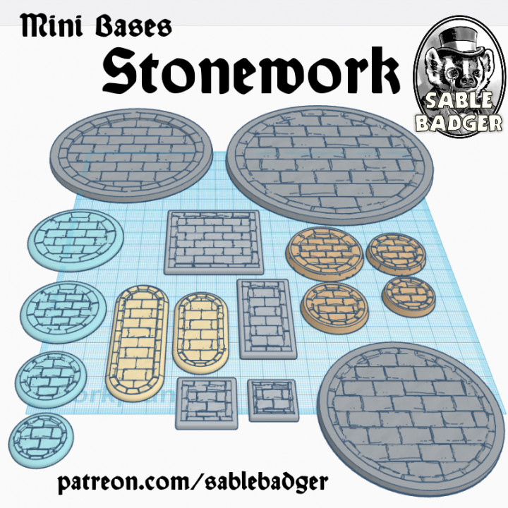 3D Printable Mini Bases - Stonework by brander roullett
