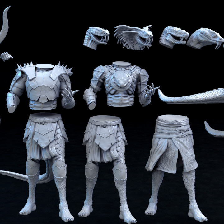 3D Printable Snake Warrior (3 poses and dozens of variations) by Mini ...