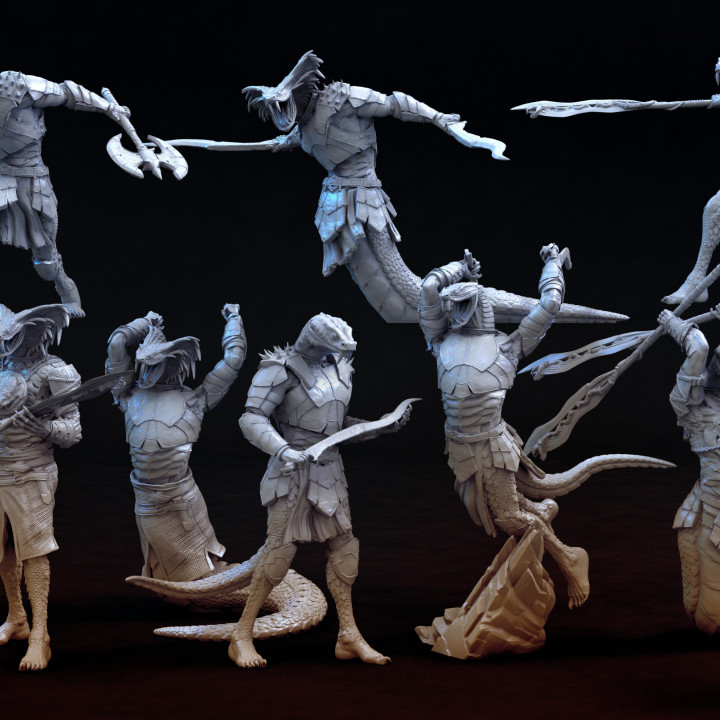 3D Printable Snake Warrior (3 poses and dozens of variations) by Mini ...