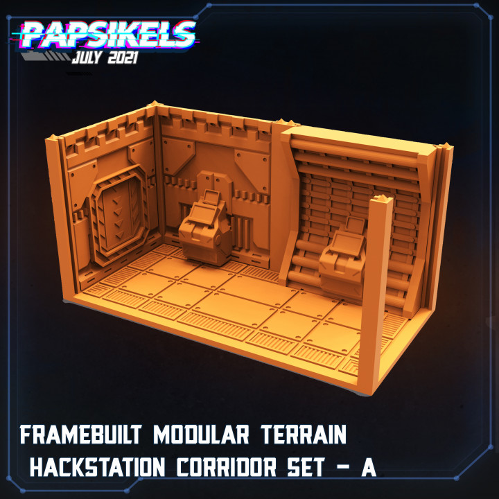 3D Printable FRAME BUILT MODULAR TERRAIN HACKSTATION CORRIDOR SET A by ...