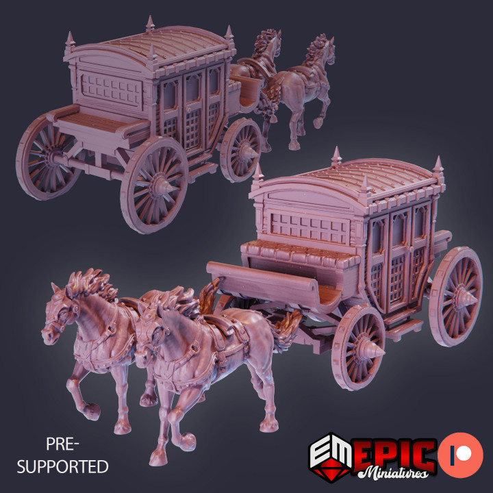 3D Printable Horse Drawn Carriage / Undead Horse Mount / Gothic Vehicle ...