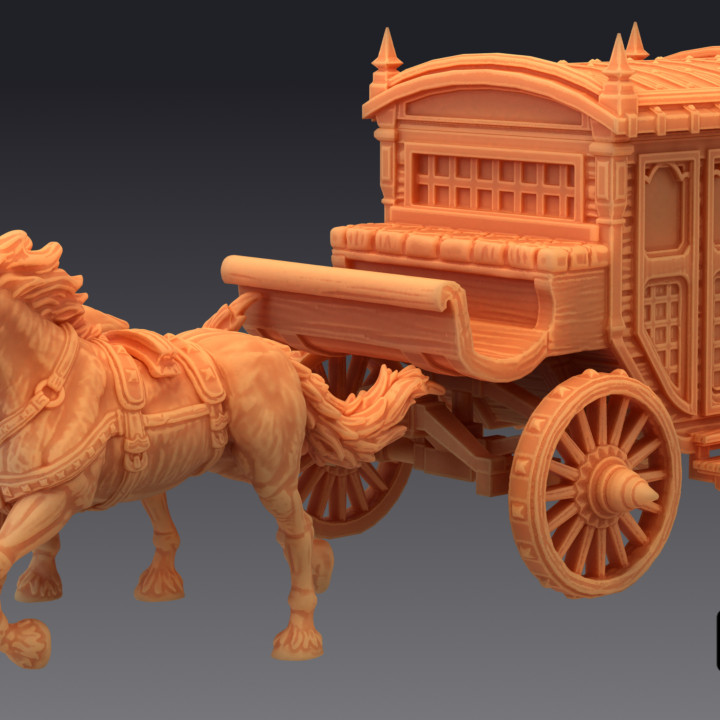 3D Printable Horse Drawn Carriage / Undead Horse Mount / Gothic Vehicle ...