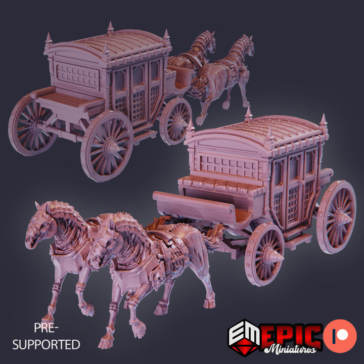 3D Printable Horse Drawn Carriage / Undead Horse Mount / Gothic Vehicle ...