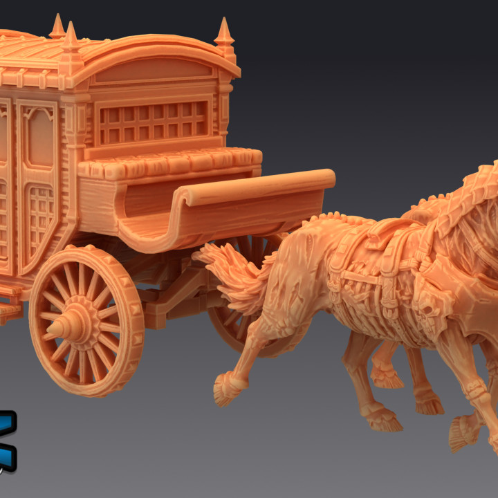3D Printable Horse Drawn Carriage / Undead Horse Mount / Gothic Vehicle ...