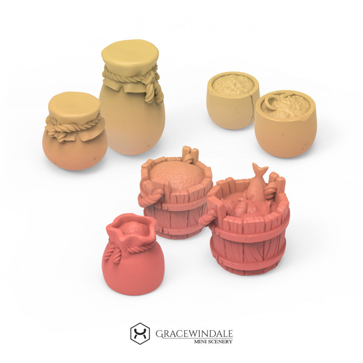 3D Printable Market Props Set by Gracewindale Mini Scenery