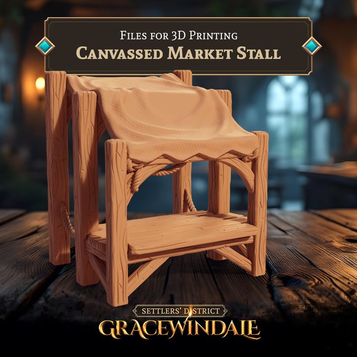 3D Printable Canvassed Market Stall - Covered Vendor Booth by ...