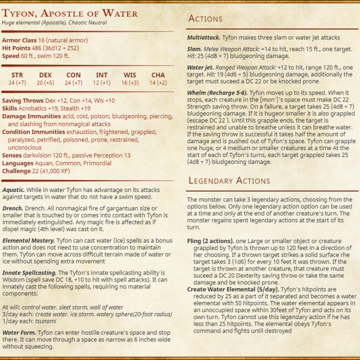 3D Printable Tyfon, Apostle of Water by Cult of Pickle