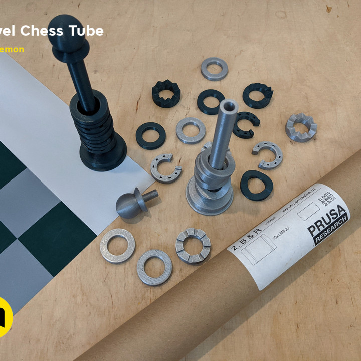 3D Printable Travel Chess Tube by 3Demon