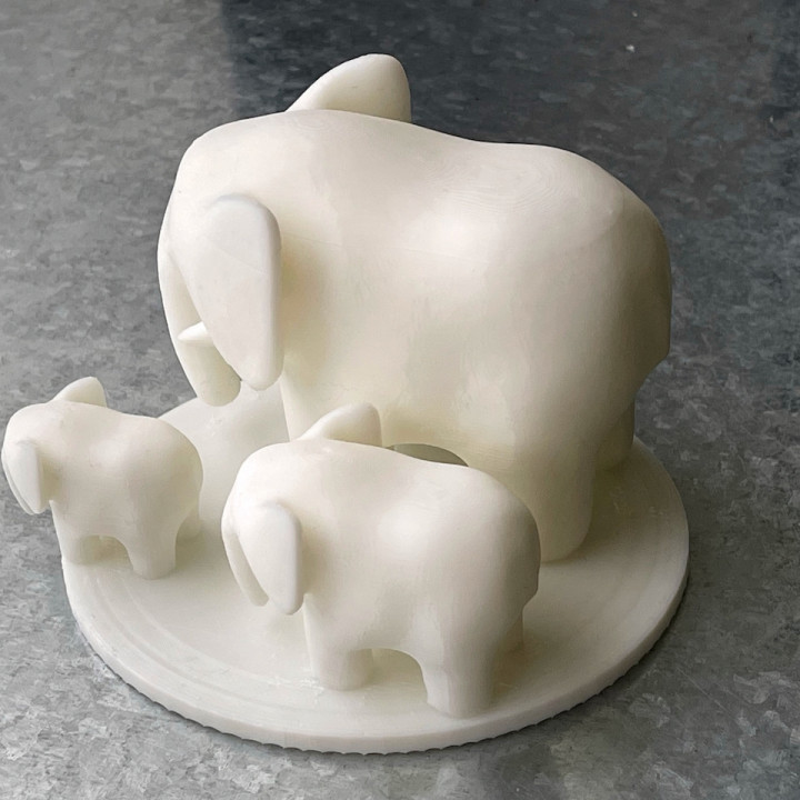 3D Printable Elephant family by Philippe Barreaud