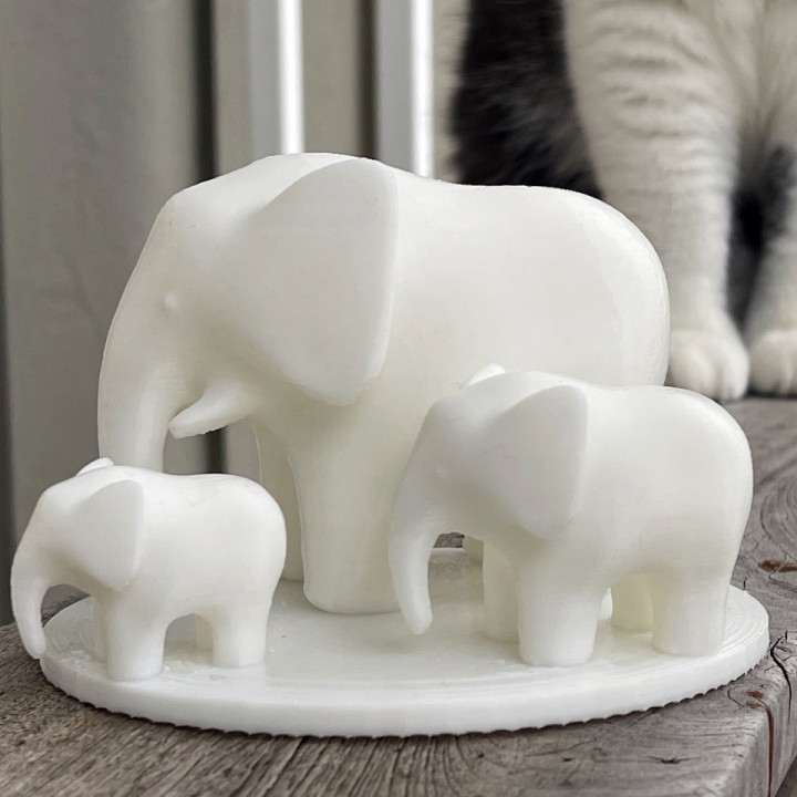 3D Printable Elephant family by Philippe Barreaud