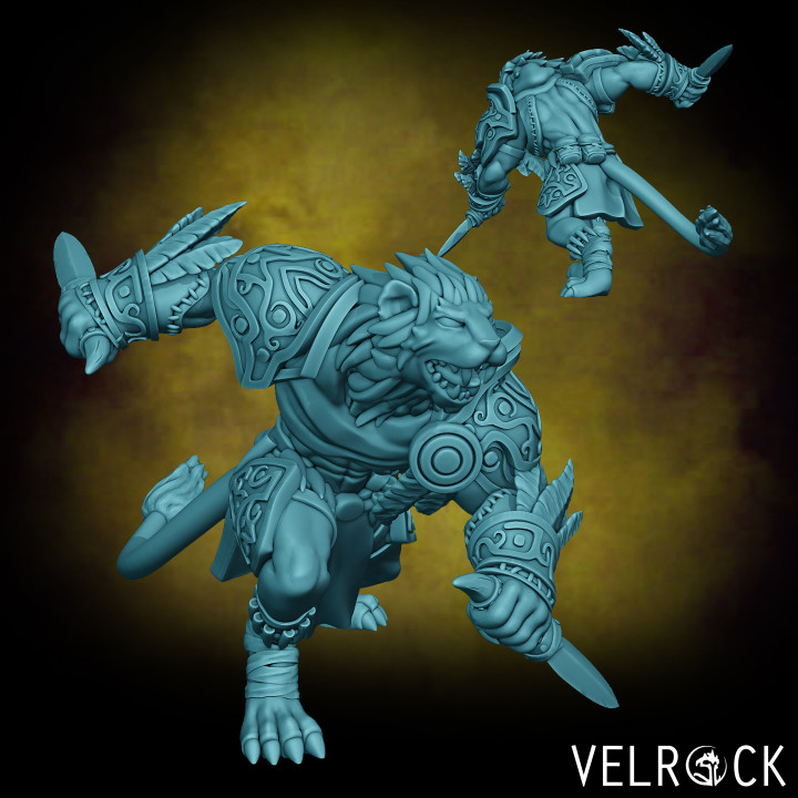 3D Printable Leonin Tribe (PRESUPPORTED) by Velrock Art Miniatures