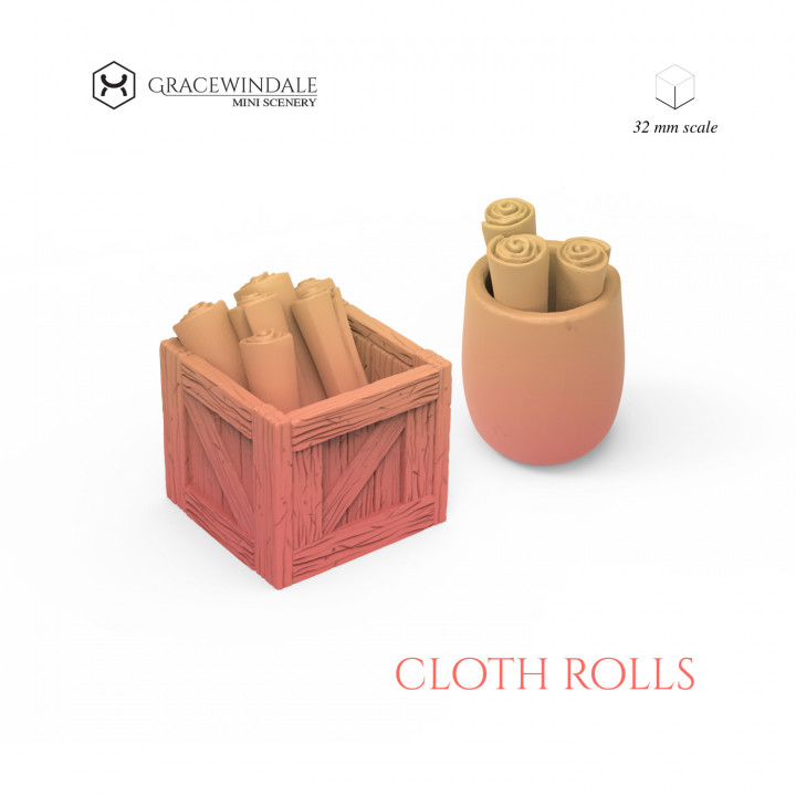 3D Printable Rolls of Cloth or Maps by Gracewindale Mini Scenery