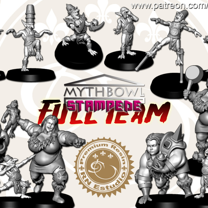 3D Printable Stampede Team 16 miniatures Fantasy Football 32mm by RN ...