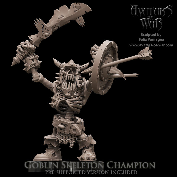 3D Printable Skeleton Goblin Champion with hand weapon and shield by ...