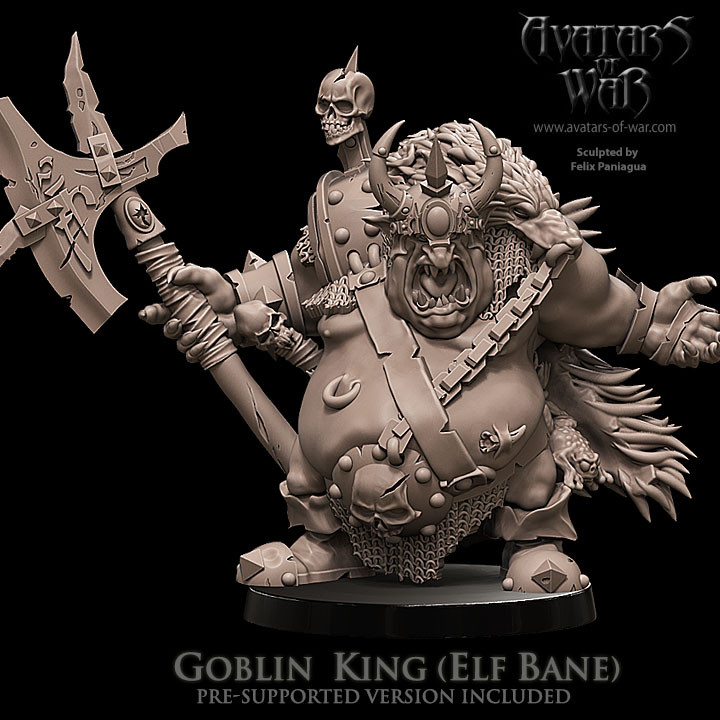 3D Printable Goblin King (Neutral, Elf bane & Dwarf bane) by Avatars of War