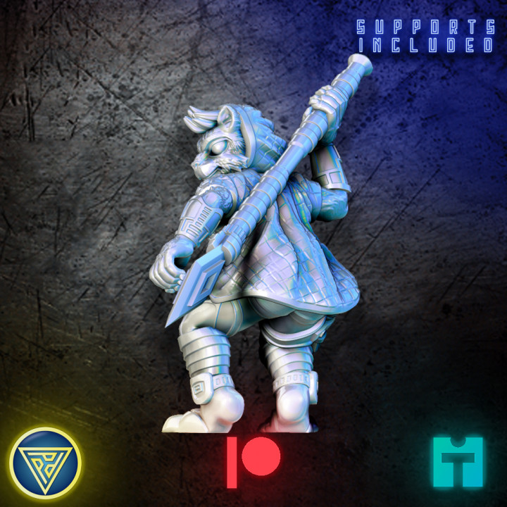 3D Printable Space Catfolk Freedom Fighter by Print Paint Play