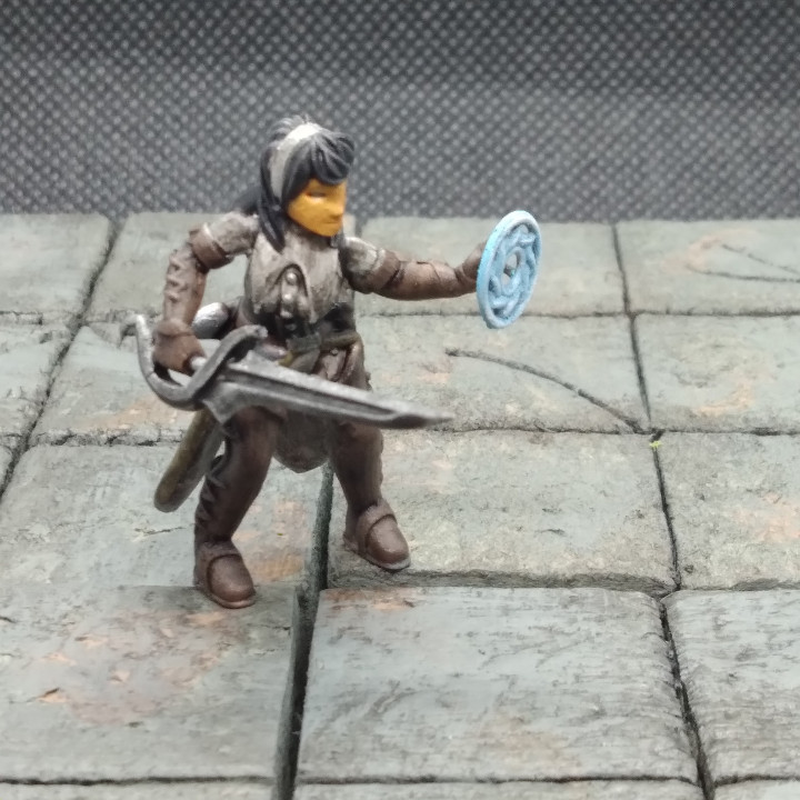 3D Printable Vampire Huntress ; Saber and Magic, Miniature by LostPage