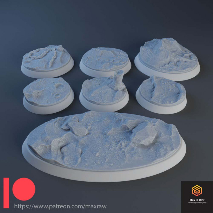 3D Printable Round Bases - Vulcan lands - Free Sample by Romain Dewaest
