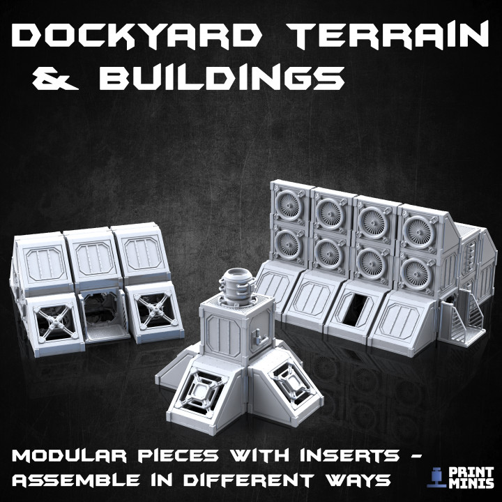 3D Printable Dockyard Crane & Modular Buildings Set - Ironside Docks ...