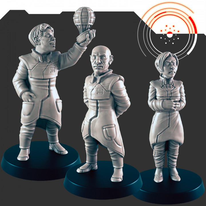 3D Printable Sci-fi Human Scientists/NPCs [Support-free] by Evan Carothers