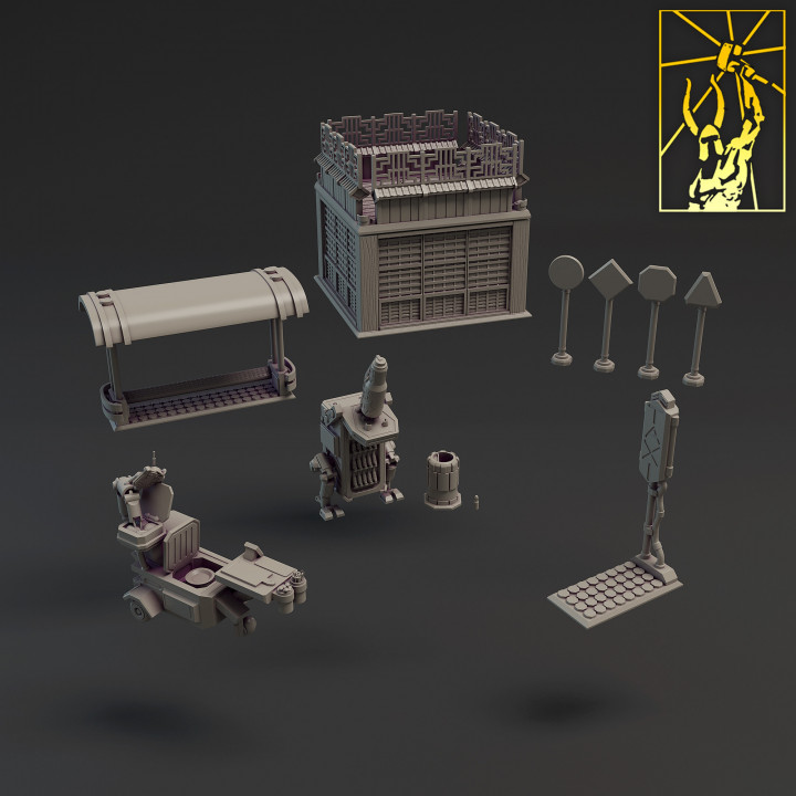 3D Printable Cyber Forge Anniversary Terrain by Titan Forge Miniatures