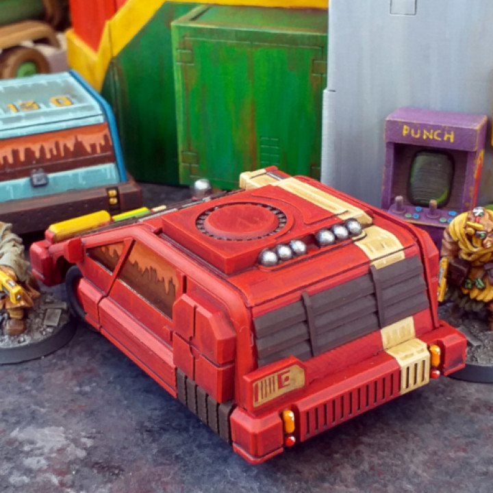 3D Printable Cyberpunk Compact Cars by Tabletop Terrain