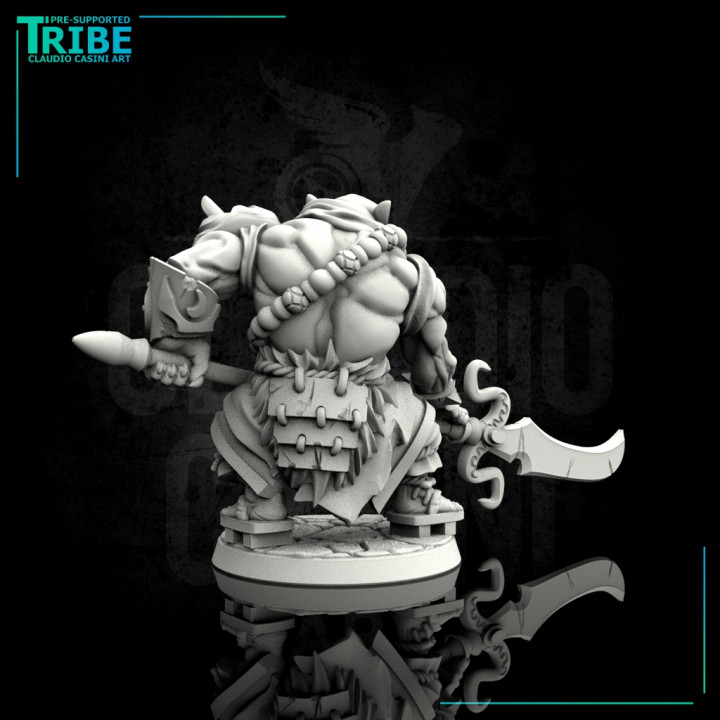 3D Printable (0033) Male orc oni with halberd by Claudio Casini Art