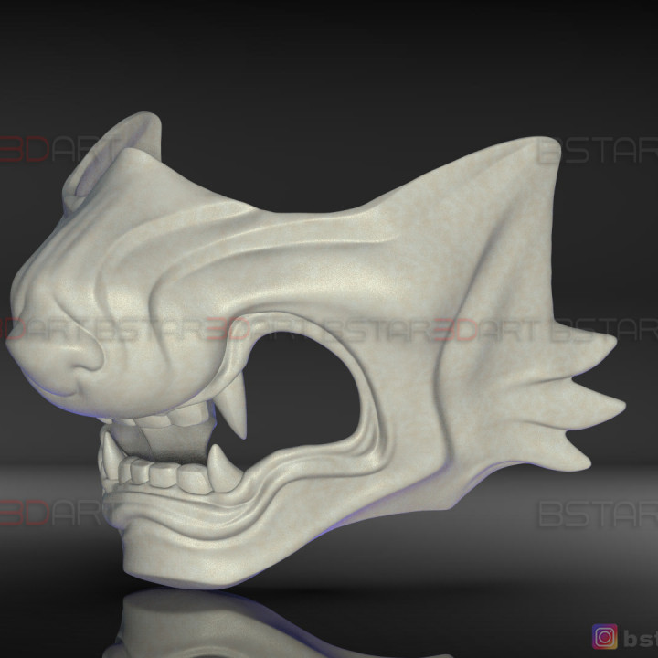 3D Printable Wolf Samurai Mask - Halloween Cosplay by 3DpropsDesigns