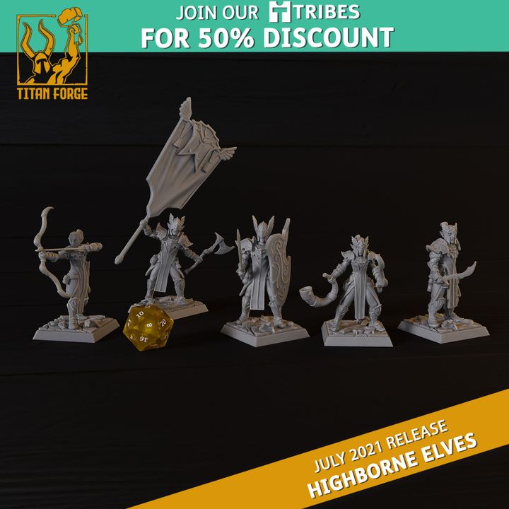 3D Printable Regal Guards - Highborne Elves - Titan Forge Miniatures ...