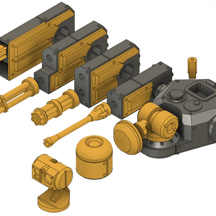 3D Printable Extra Turrets - AA and Autoloader - 28mm by Tabletop Terrain