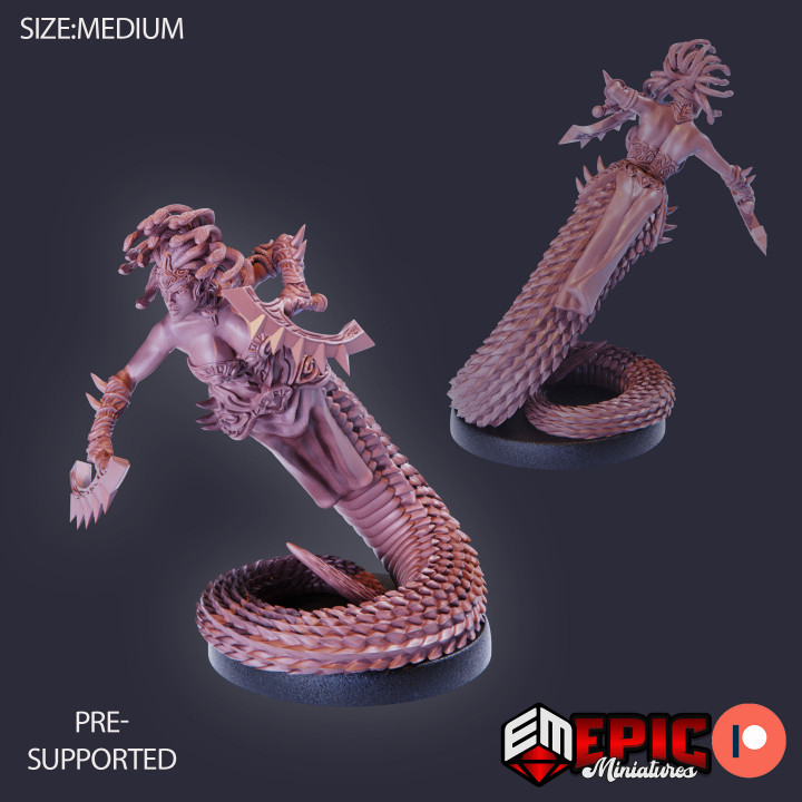 3D Printable Gorgon Sisters Stheno Set / Medusa Sister / Half Snake ...