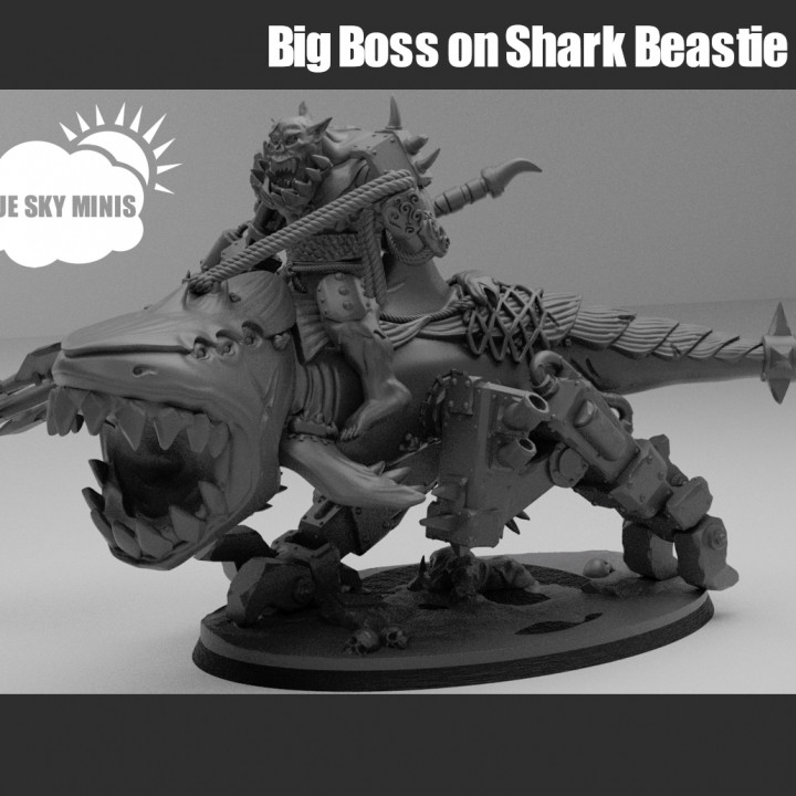 3D Printable Big Boss on Shark Beastie by Blue Sky Minis