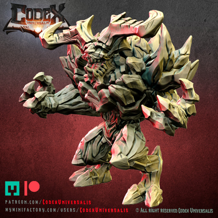 3D Printable Fire and stone demon Roaring by Codex Universalis