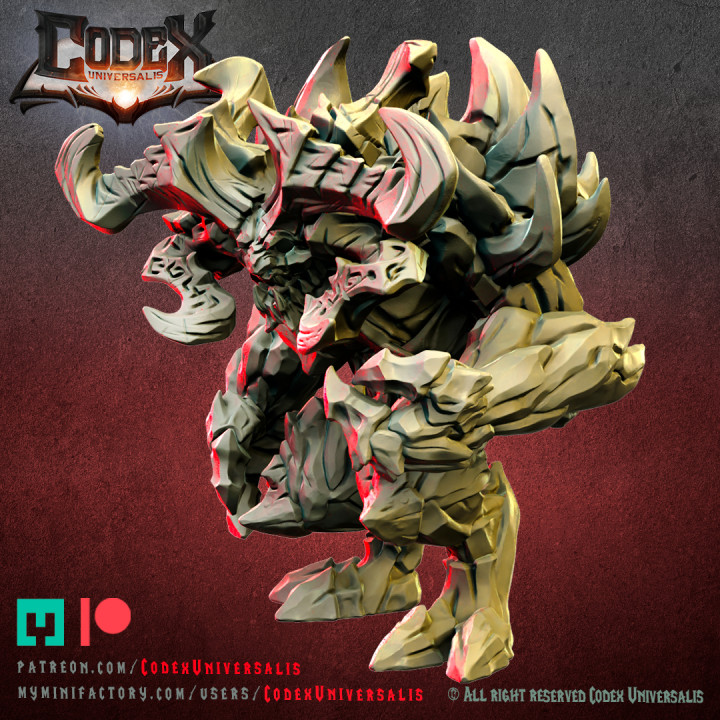 3D Printable Fire and stone demon Leader by Codex Universalis