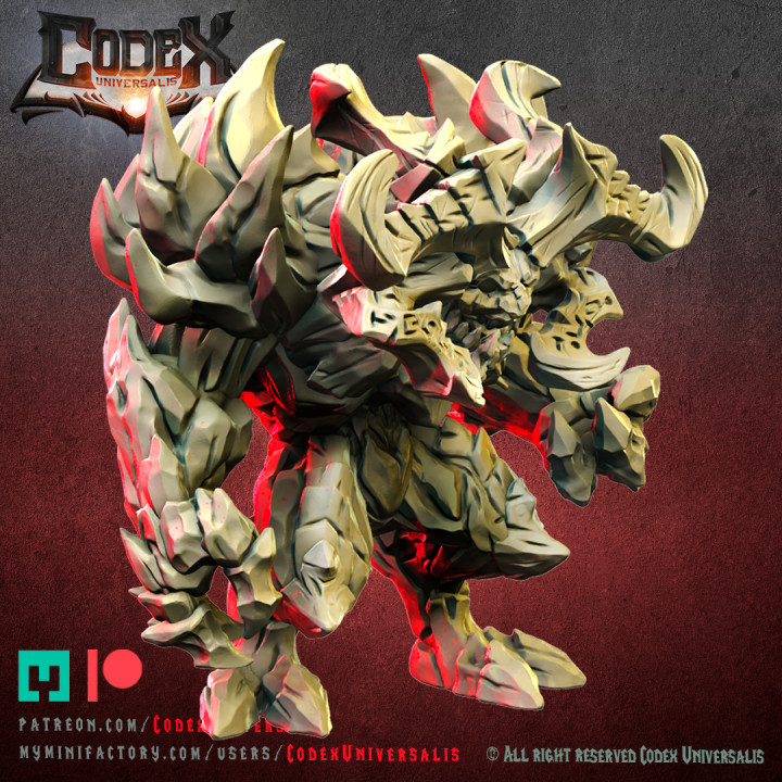 3D Printable Fire and stone demon Leader by Codex Universalis