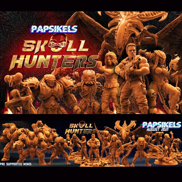 3D Printable AUGUST 2021 RELEASE - SKULL HUNTERS by PAPSIKELS MINIATURES